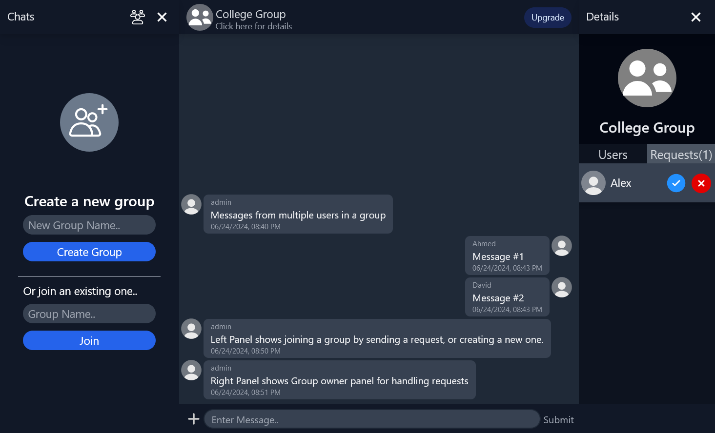 An expansive Chat App with features including file uploads, private ...